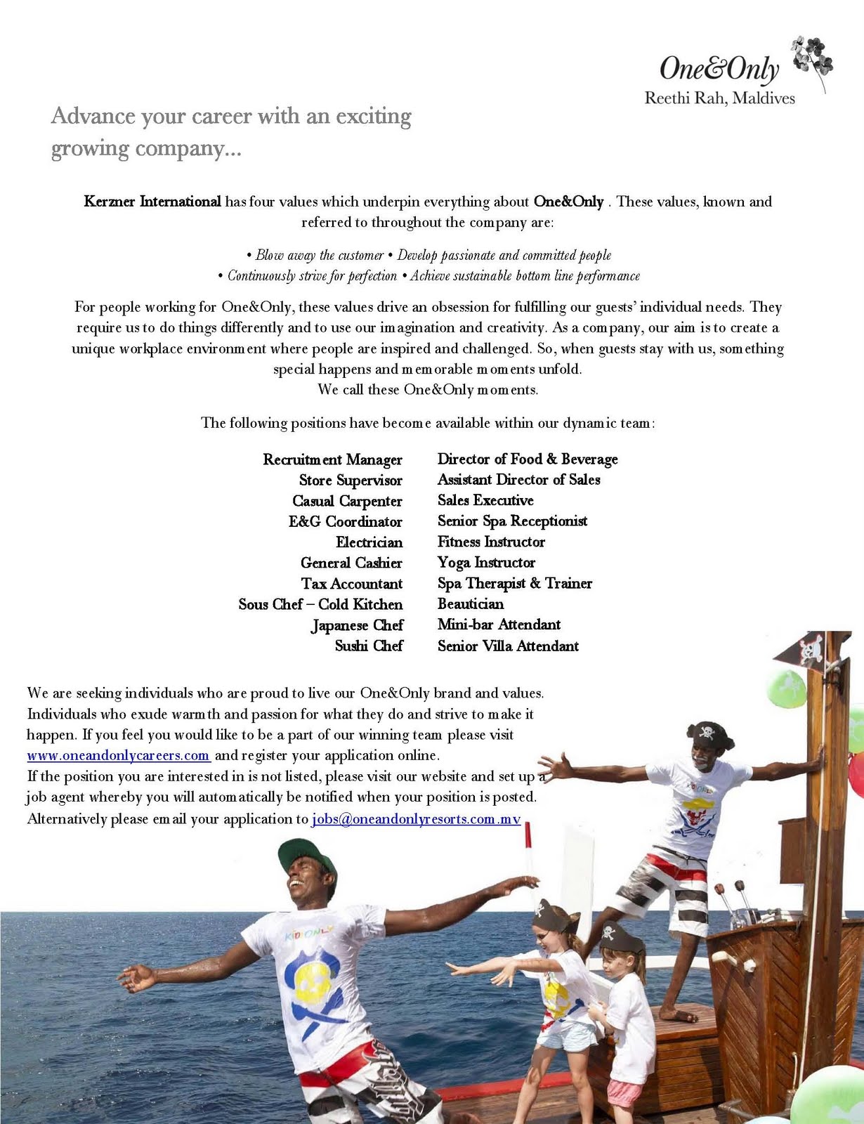 Job Maldives - Fresh Jobs in Maldives: Job vacancies at One & Only ...