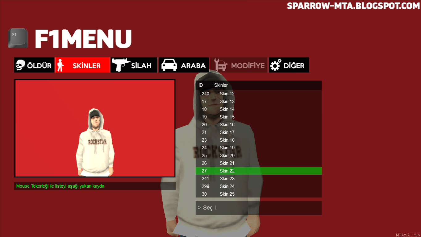 MTA SA Türkçe F1 GUI Scripti