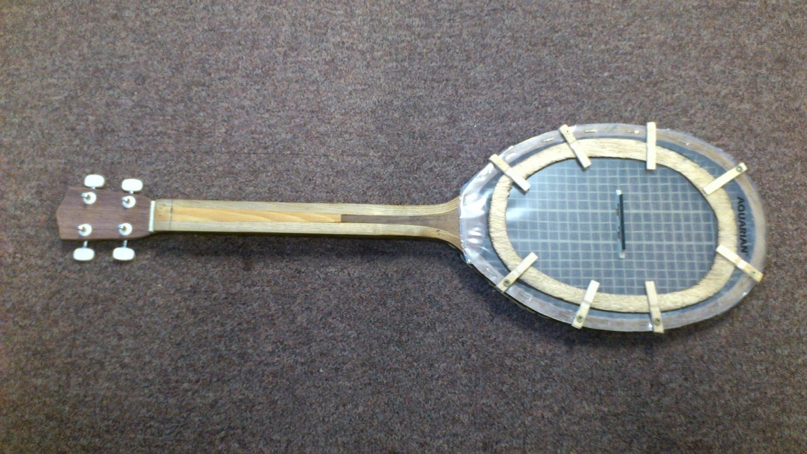 Haüfcut Instruments : How to build a 4 string Tennis Racquet Banjo