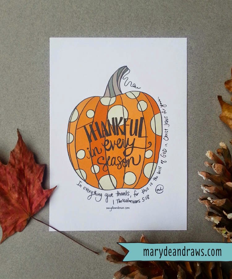 Thanksgiving Art Print & Coloring Page Printables - Marydean Draws