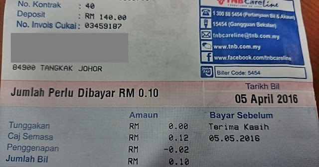 Bil Elektrik Rumah Sewa Bulan April Hanya 10 Sen Je!
