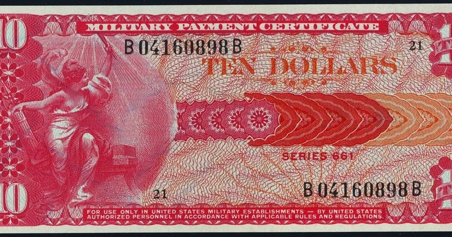10 Dollars Military Payment Certificate, Series 661|World Banknotes ...