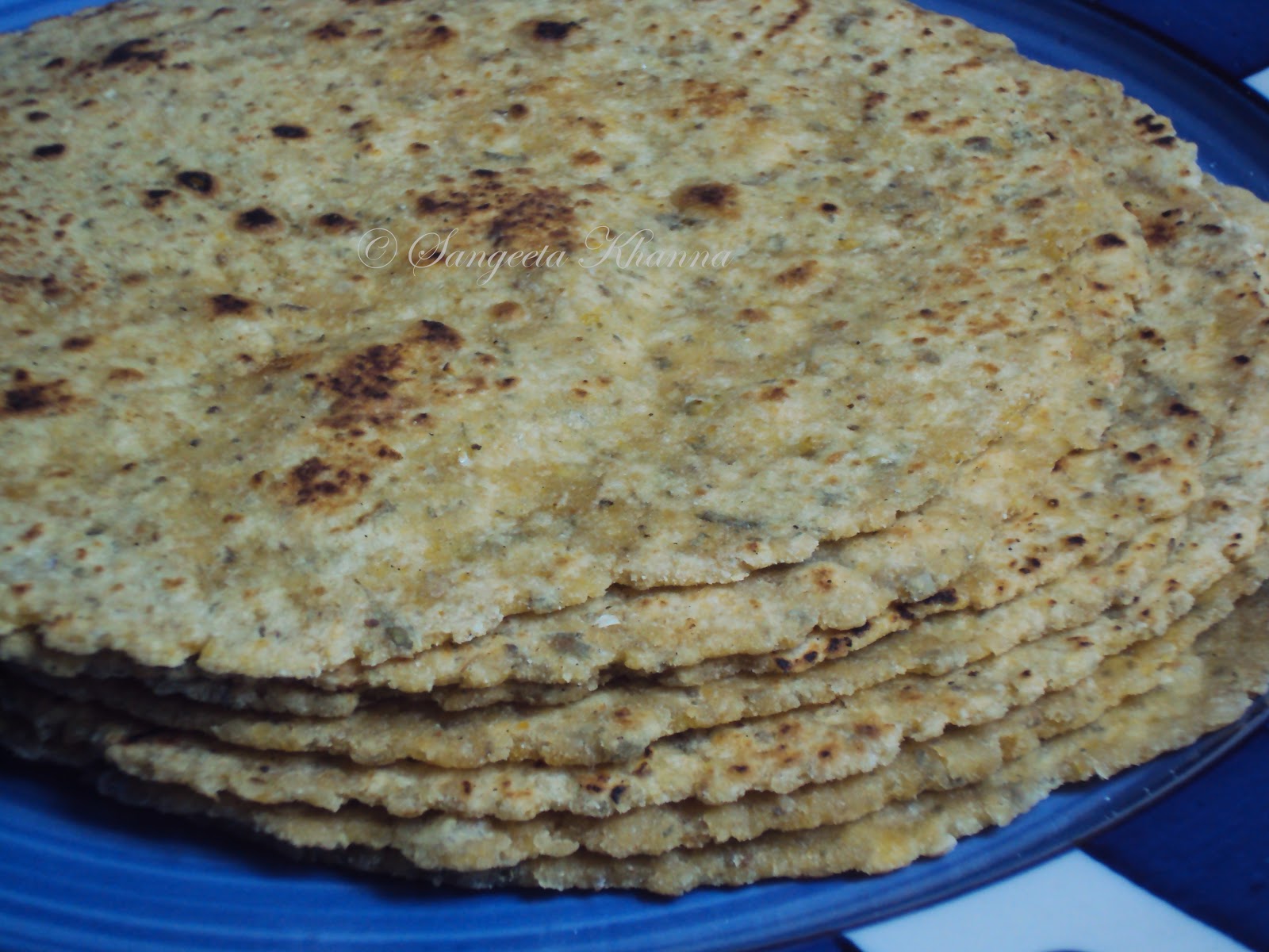 corn -oats -whole wheat parathas.... herbed multi-grain flat breads