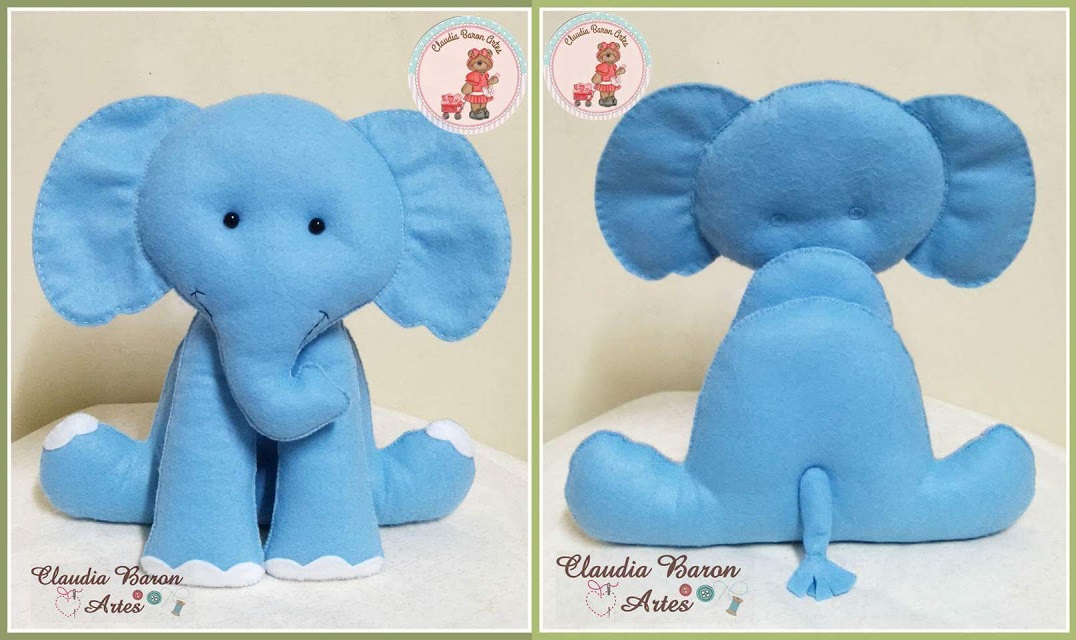 Elefante com moldes para feltro