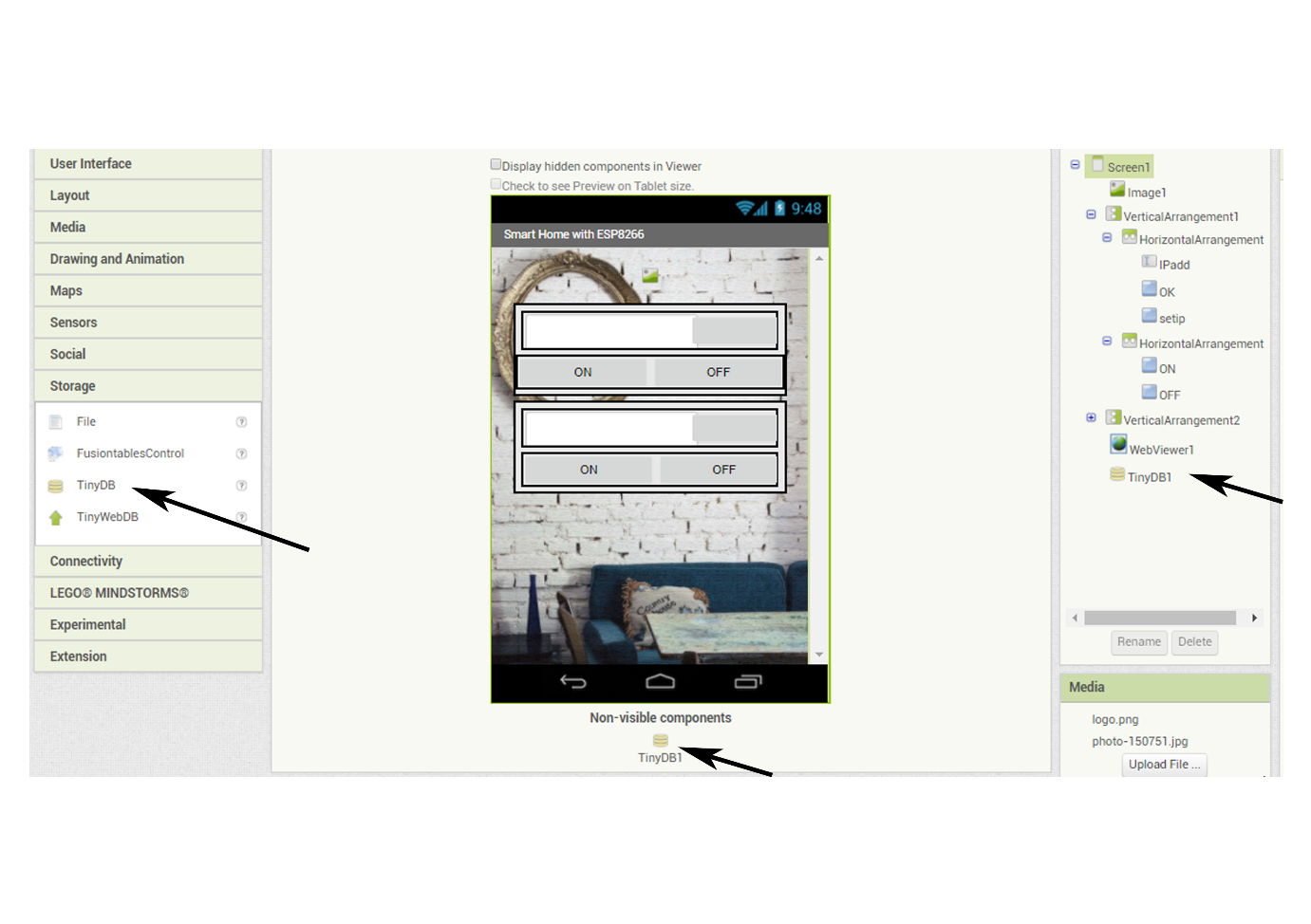 Control multiple NodeMCU with App-inventor application.