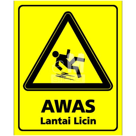 Stiker Safety Sign - Awas Lantai Licin - Cutting Sticker | eM Sticker