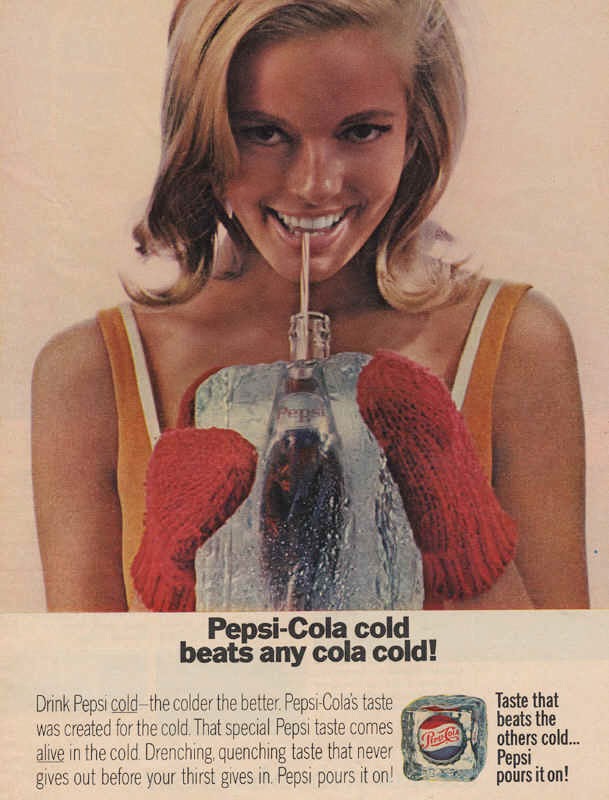 "Pepsi-cola Cold Beats Any Cola Cold!" - Pepsi Ads From the 1960s ...