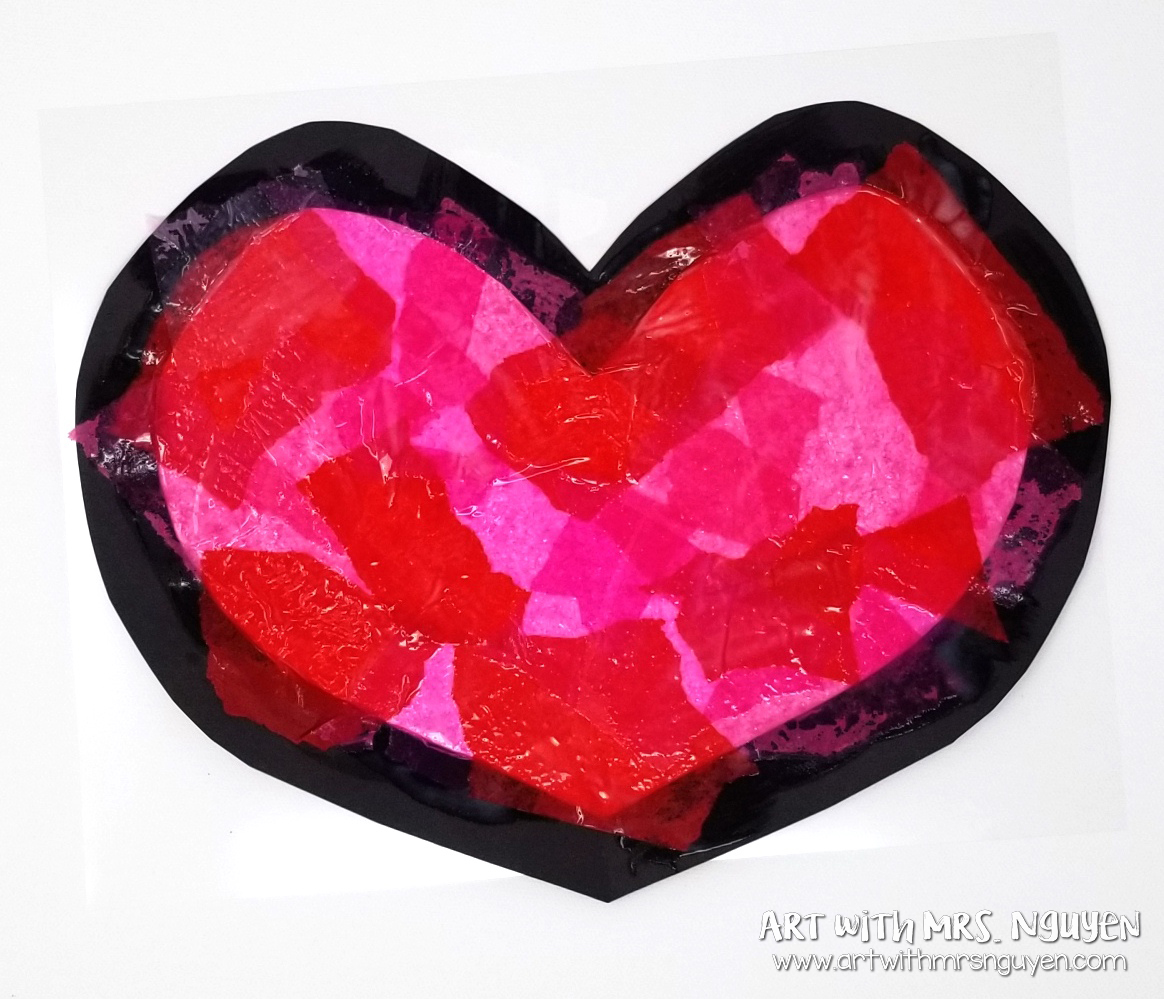 Tissue Paper 'Stained Glass' Hearts | Art with Mrs. Nguyen