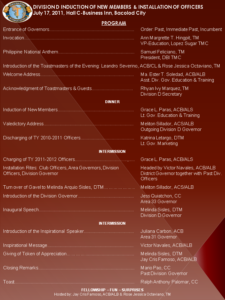 Wonderful Wanderings: 2011 Installation of Officers and Induction of ...