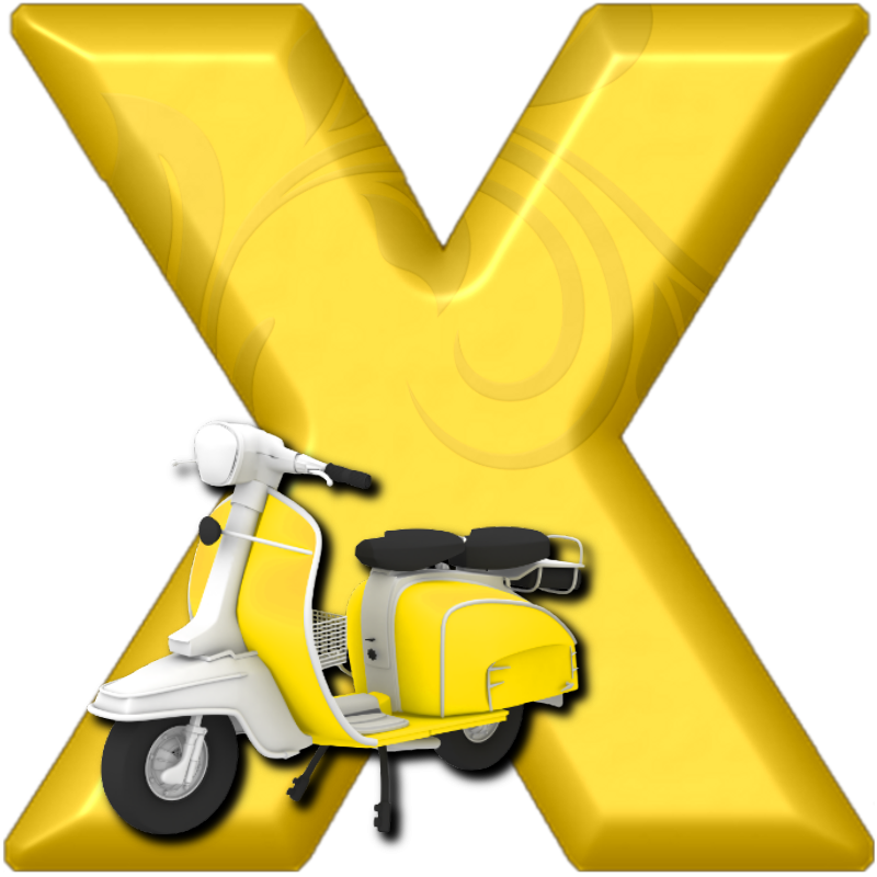 M. Michielin Alphabets: YELLOW ALPHABET MOTO SCOOTER LAMBRET PNG