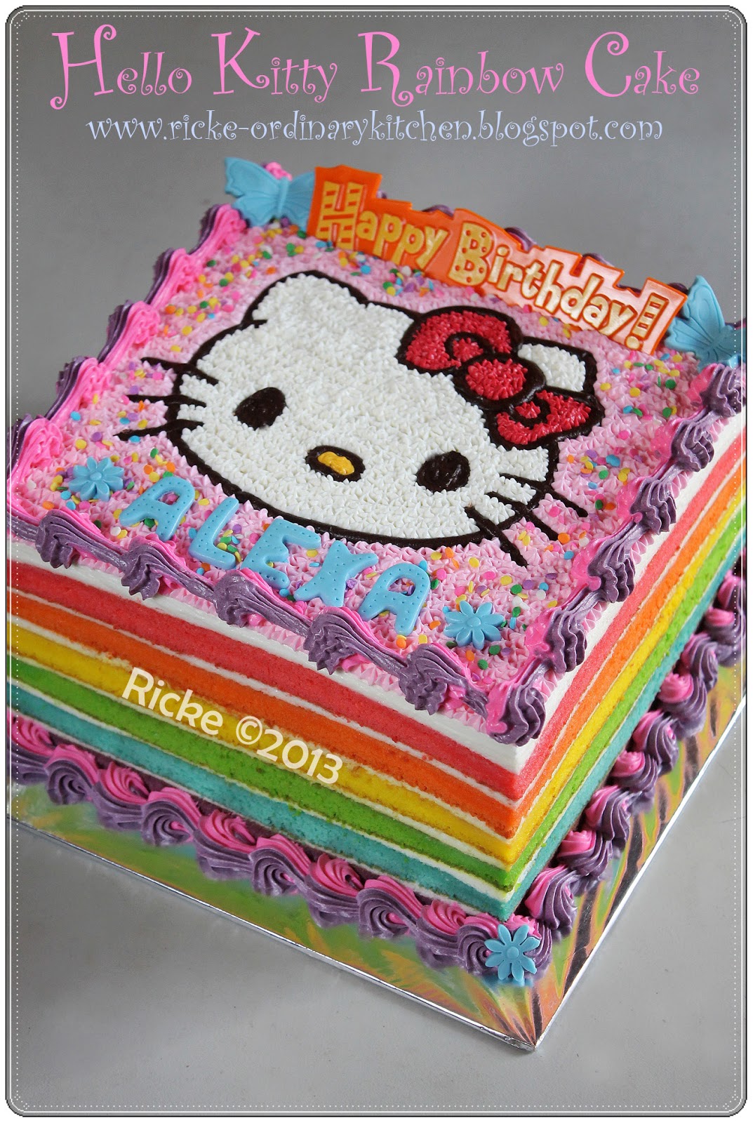 Just My Ordinary Kitchen...: HELLO KITTY RAINBOW CAKE FOR ALEXA