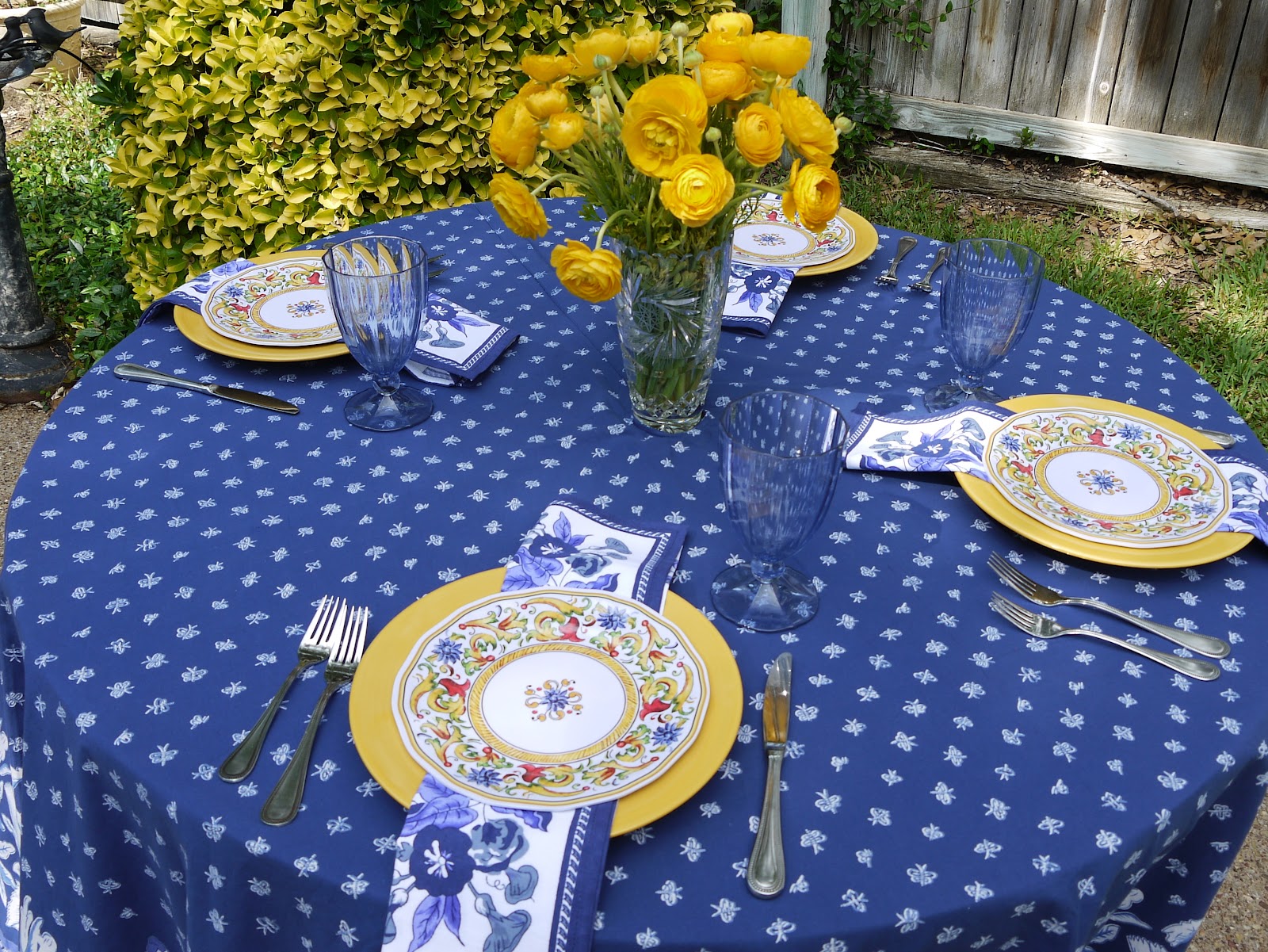 The Dull and the Dutiful: Blue and Yellow Outdoor Table