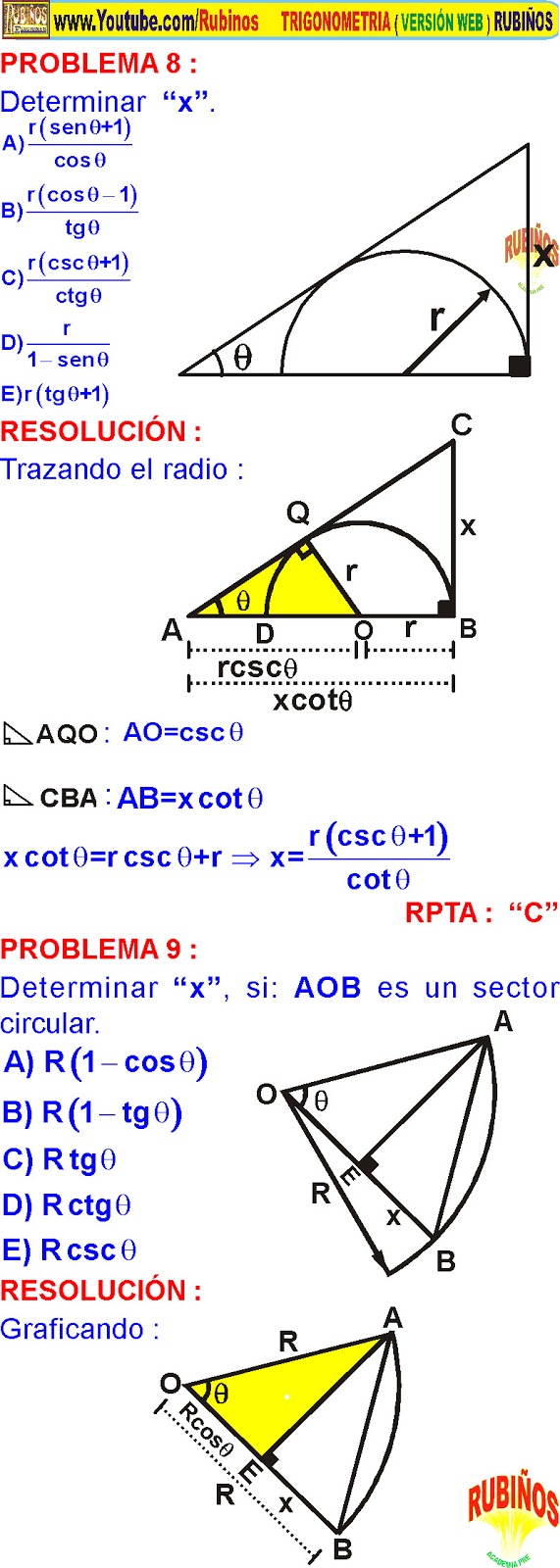 RESOLUCIÓN DE TRIÁNGULOS RECTÁNGULOS PROBLEMAS RESUELTOS CON RAZONES TRIGONOMÉTRICAS PDF