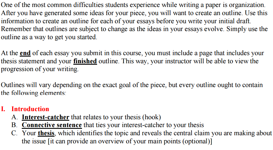 The Writing Process: Outlines (Basics)