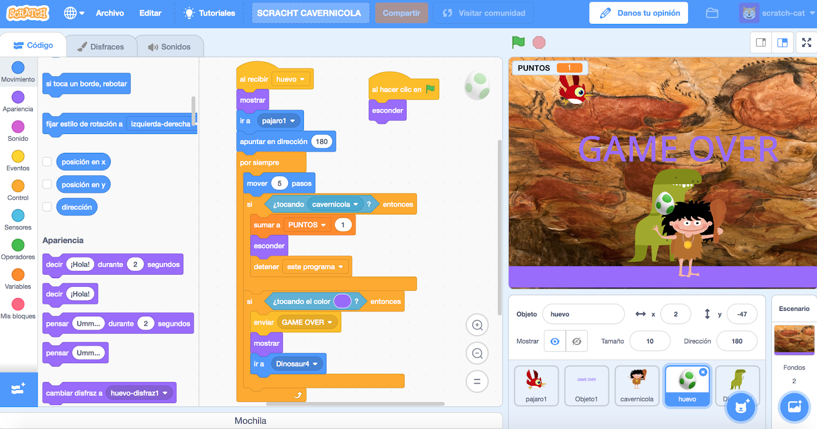 MI DIARIO DE APRENDIZAJE: CREACIÓN DE UN JUEGO CON SCRATCH