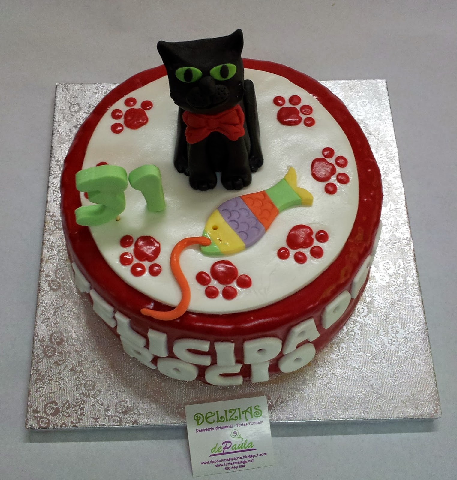 Tartas Málaga - Delizias de Paula : Tarta de Cumpleaños Rocío y su Gato
