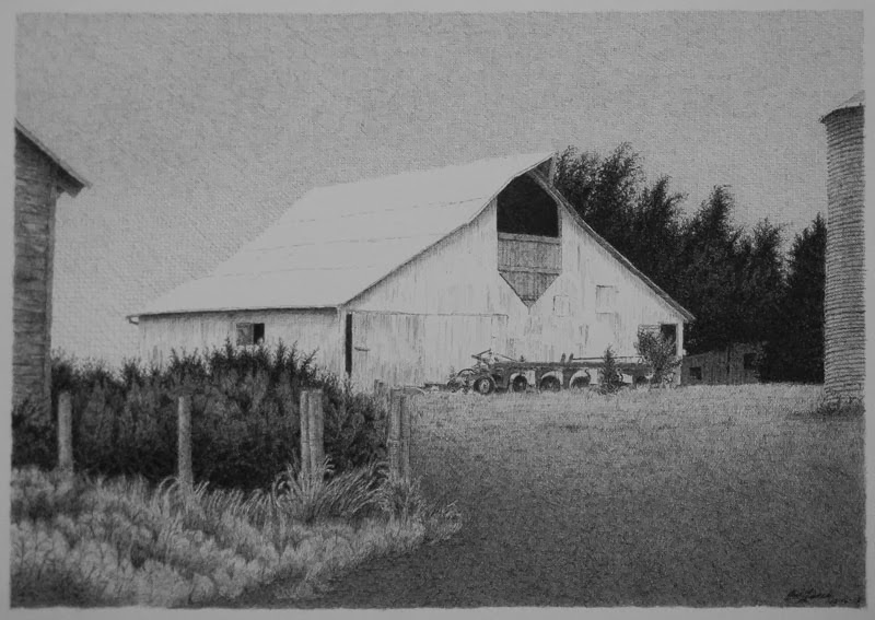 Joel Lueck: Missouri Barn - Pen and Ink
