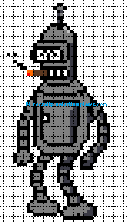 Minecraft Pixel Art Templates: Bender (Futurama)