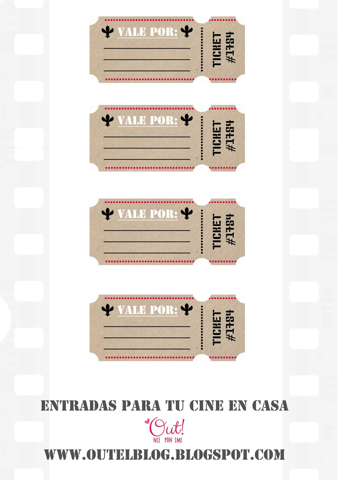 Ticket de cine, Cupones para novio, Regalos creativos para novio