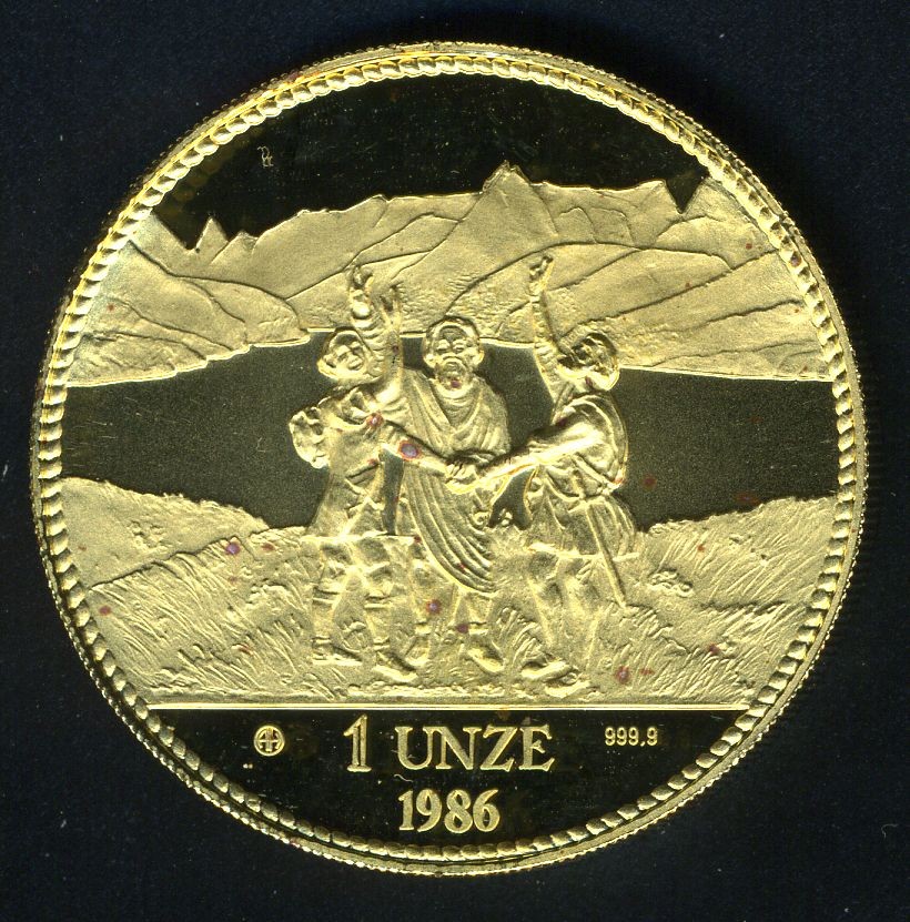 SWITZERLAND 1 OUNCE GOLD HELVETIA COIN, 1986.|World Banknotes & Coins ...