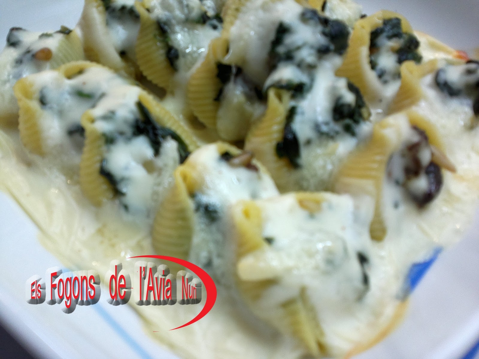 Els Fogons de l'Avia Nuri: Galets farcits d'espinacs amb panses i pinyons