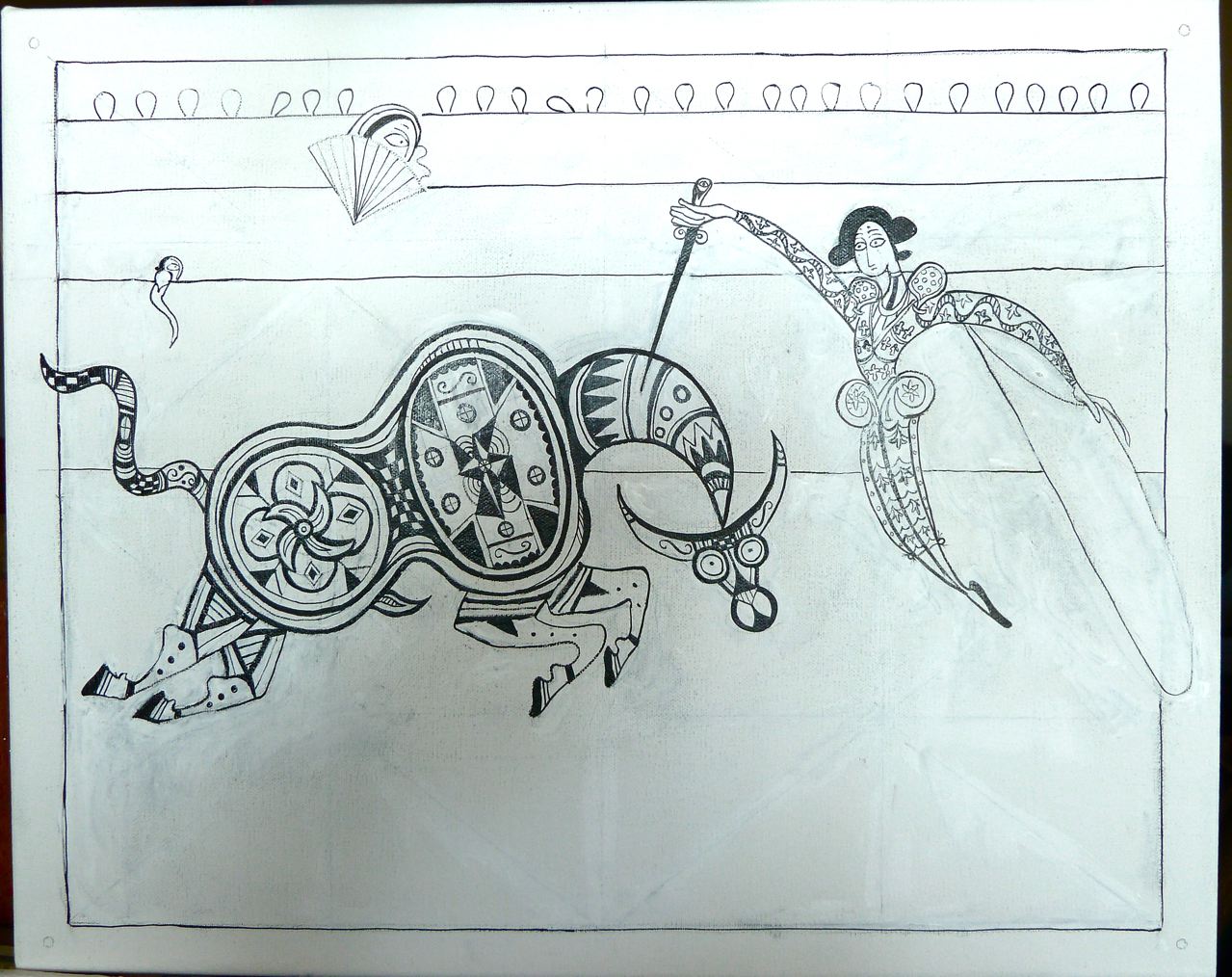 Imelda's Brain: sketch for Bullfightingpainting