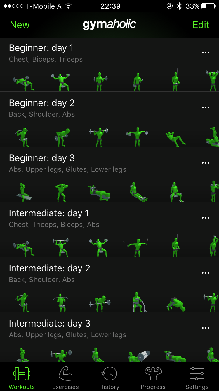 Gymaholic app for iPhone and Apple Watch - 2017