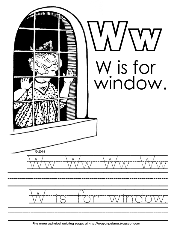 Crayon Palace: "W is for window" alphabet coloring page