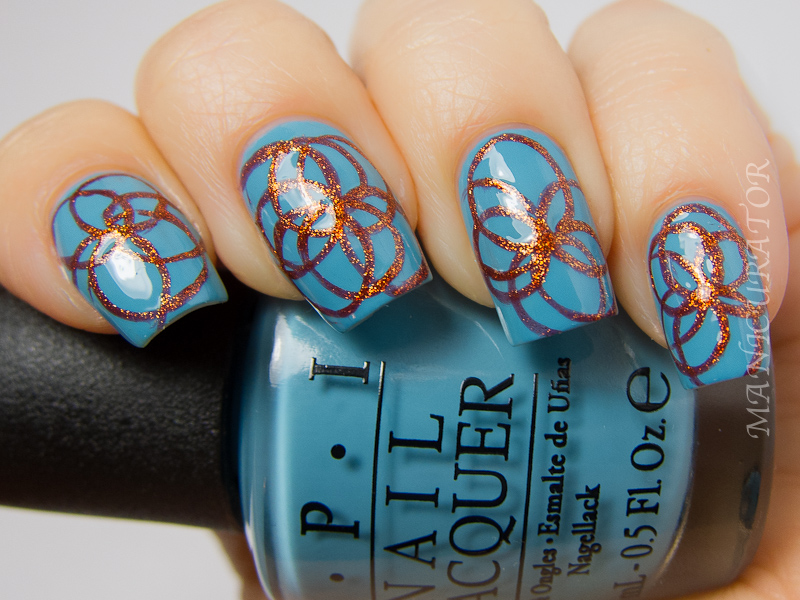 Free Hand Circle Nail Art With OPI Euro Centrale