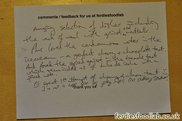 ferdiesfoodlab - London Supper Club - Battersea: Comments & Review - July