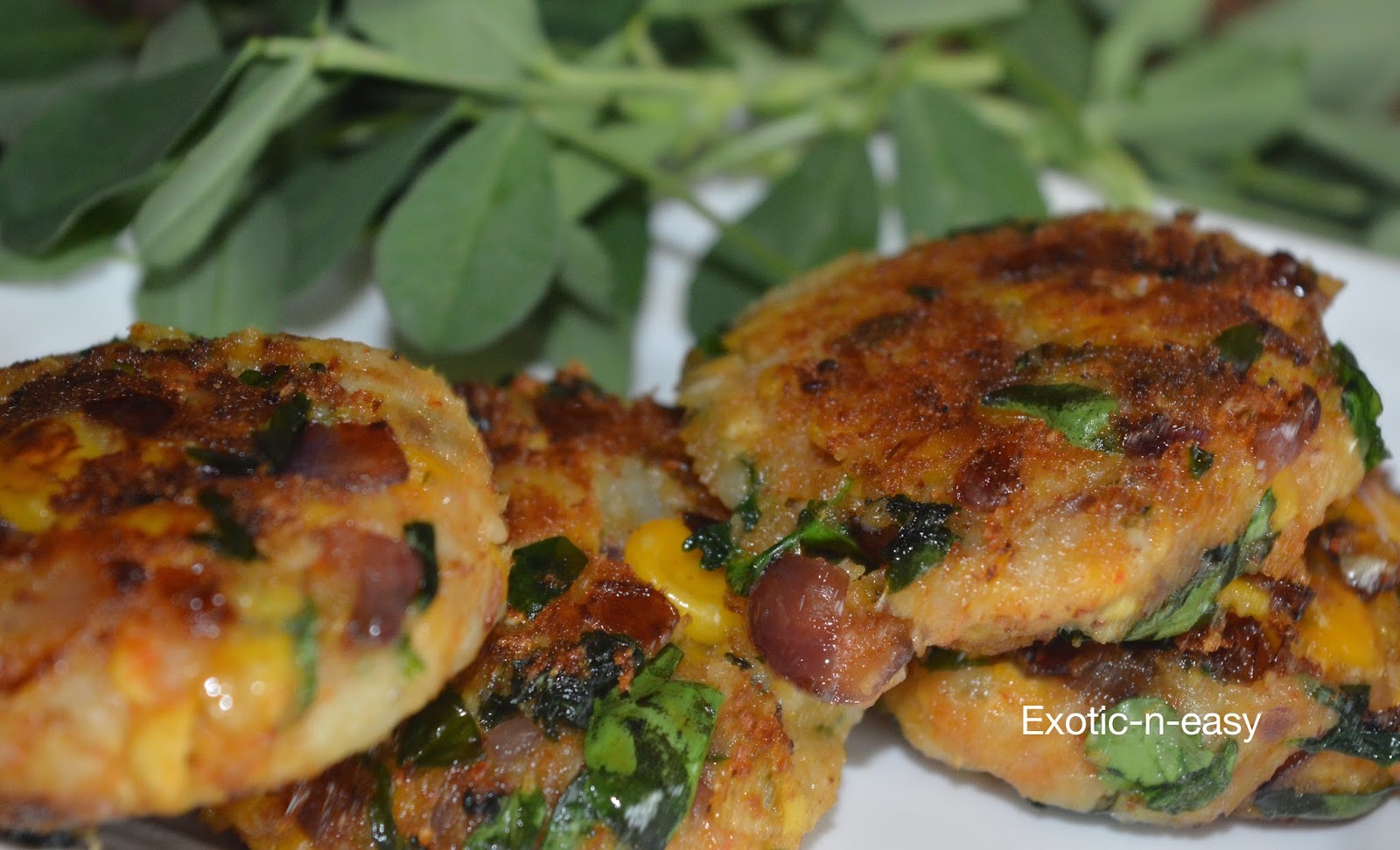 exotic-n-easy cooking: Corn Methi Kebab (Corn Fenugreek Cutlet)