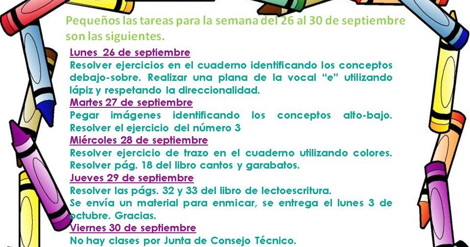 Colegio St. John's Kinder II: TAREAS DEL 26 AL 30 DE SEPTIEMBRE