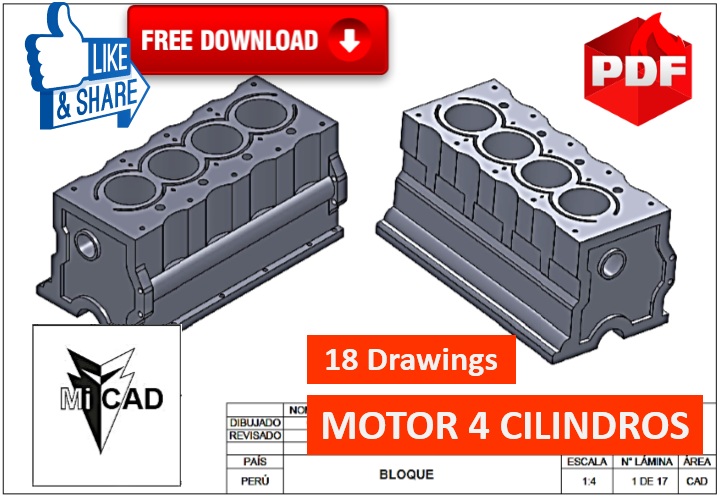 Mi Cad: Planos Motor 4 Cilindros