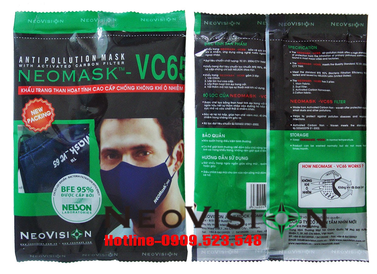 Khẩu trang than hoạt tính: Khẩu trang than hoạt tính Neomask VC65-TQG