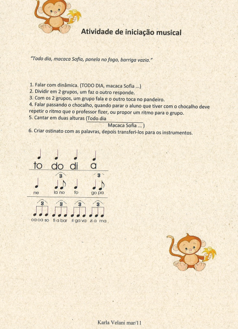 Musicas para aula de Musicalização