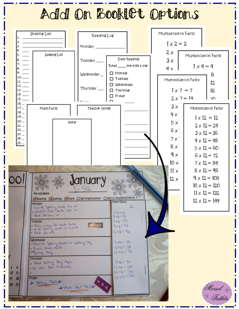 Morsel Tidbits: Student Monthly Planners