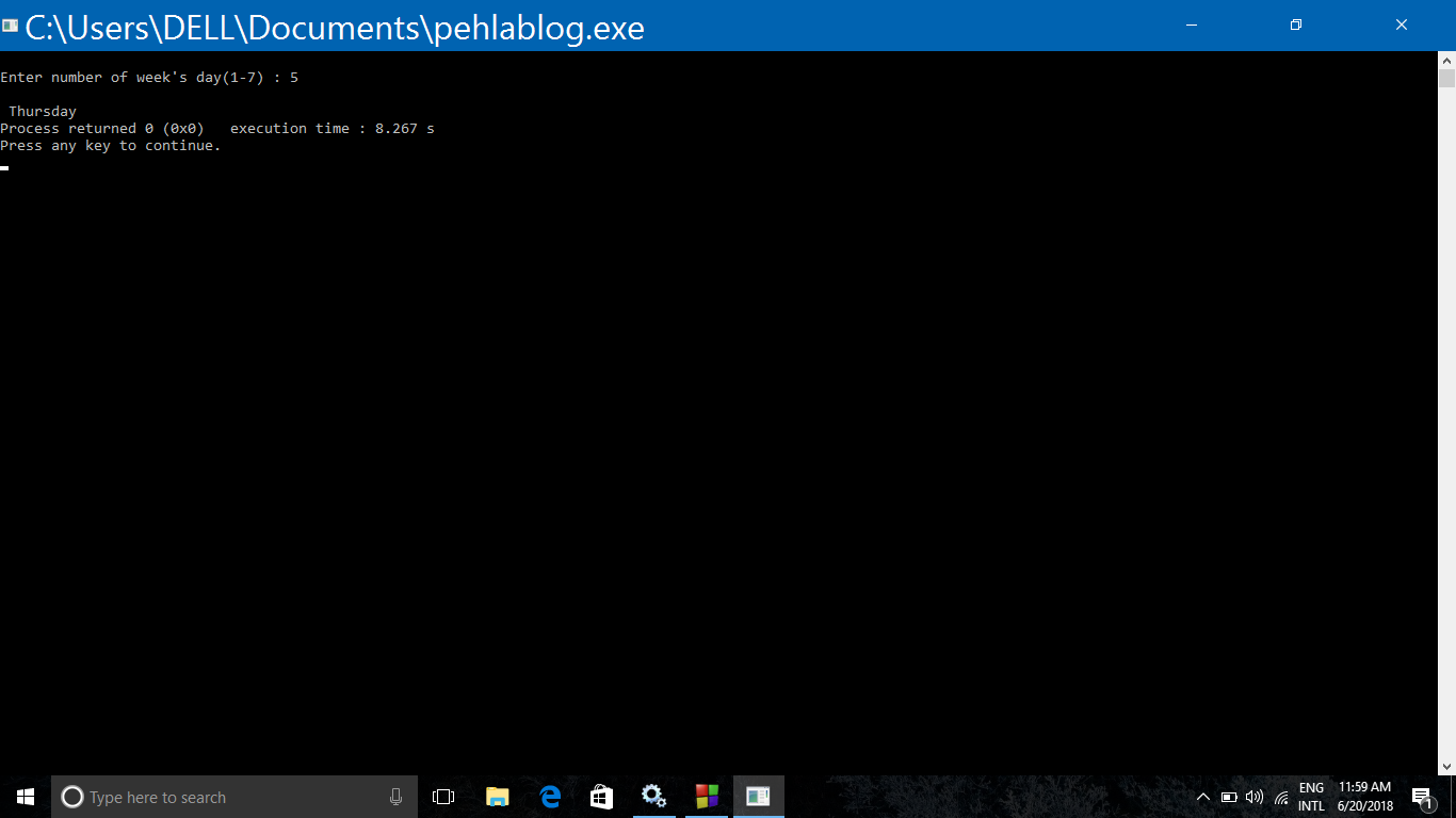C Program To Input Number Of Week S Day 1 7 And Translate To Its