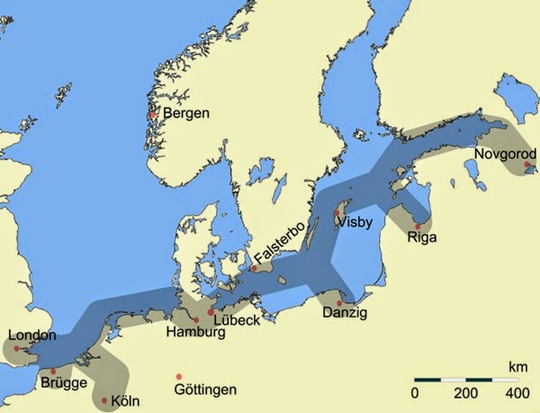 Map of The Hanseatic League - Main Trading Routes