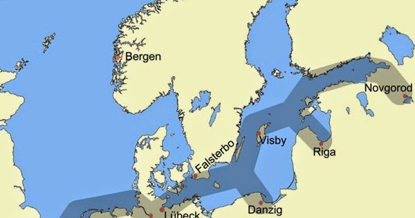 Map of The Hanseatic League - Main Trading Routes