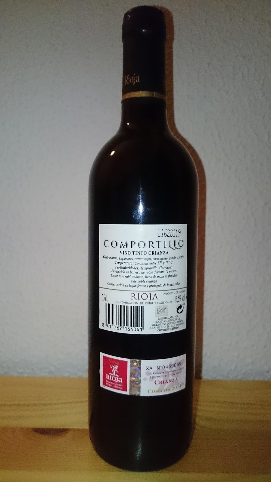 ¿Gusta tomar un vino? pasen y beban: Comportillo, DO Rioja, Crianza 2014