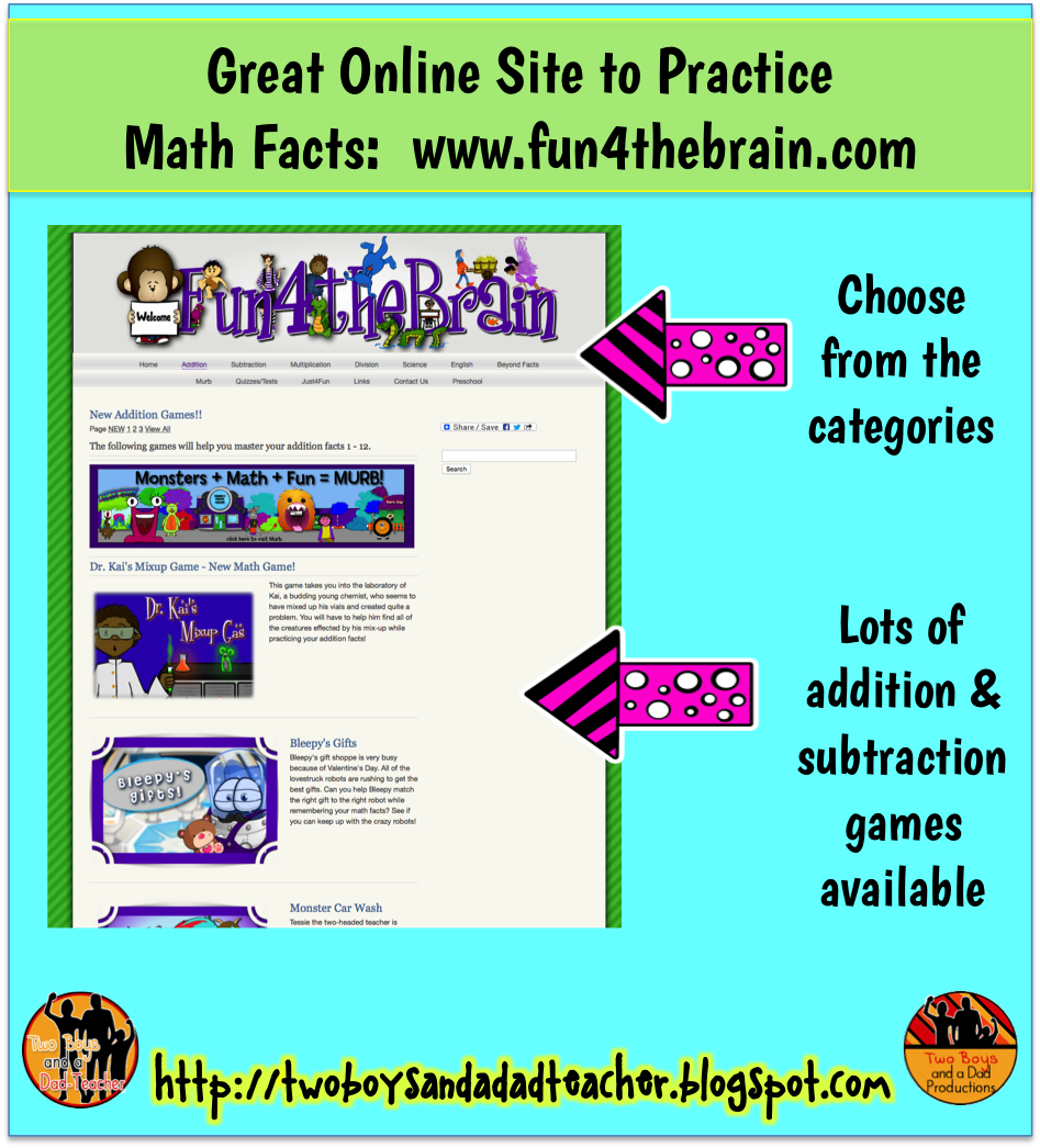 Math Tip Monday October: Addition and Subtraction Facts Grade 3 - Two ...