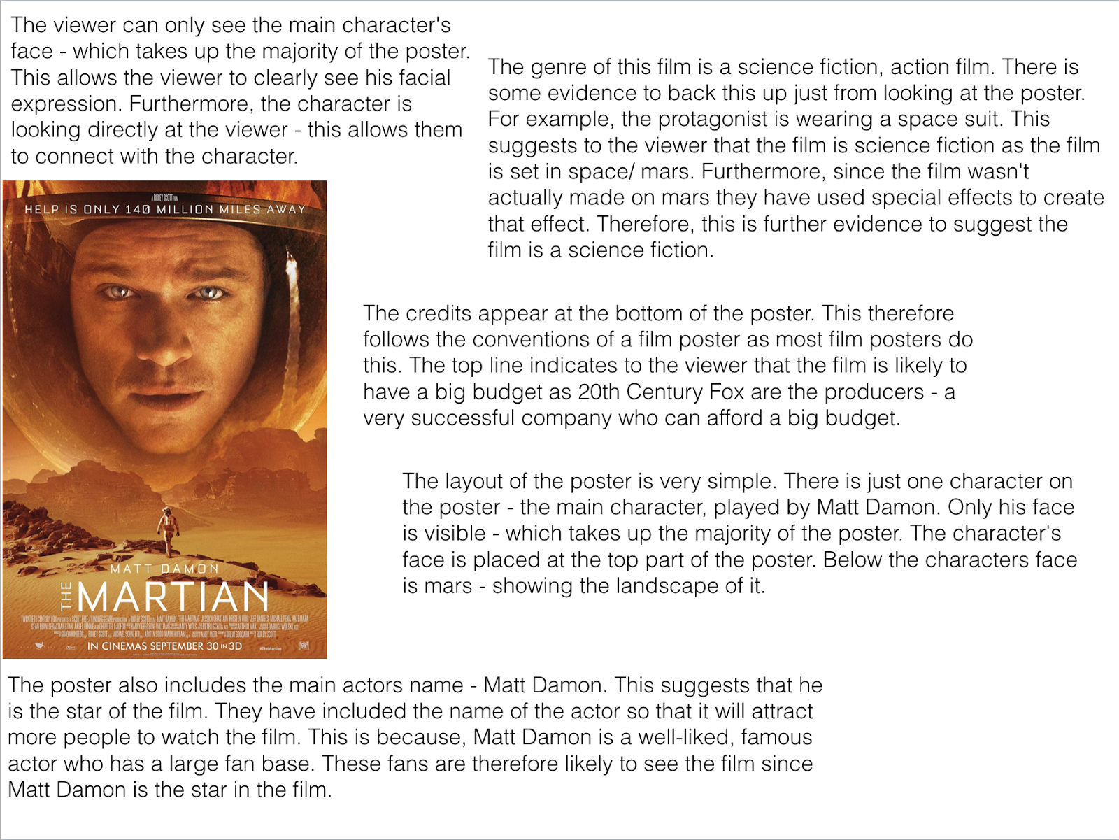 A2 OLLIE MUNDAY ROWE 1346 Research Poster Analysis The Martian 2015 A2 OLLIE MUNDAY ROWE 1346 Research Poster Analysis The Martian 2015