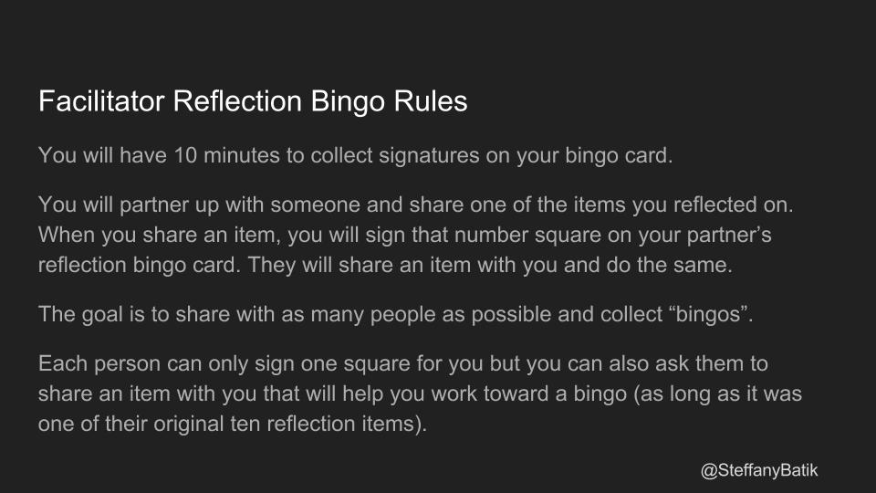 Reflection Bingo: A Strategy for Reflection, Connection, and Sharing