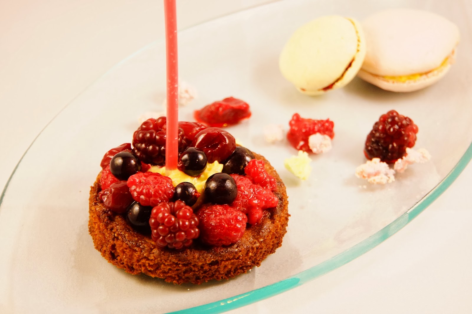 Sablé aux fruits rouges et crème de pistache