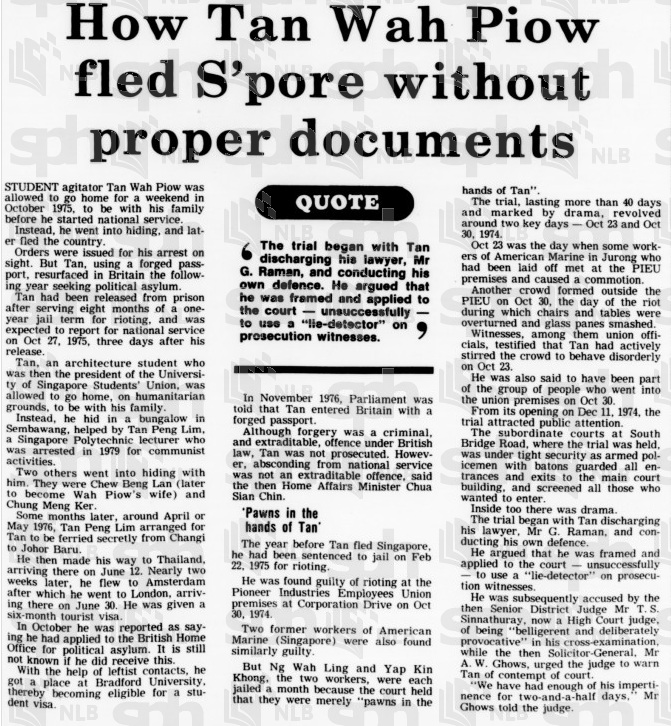 Unravelling 1987: Who is Tan Wah Piow? "I will not go around shopping ...