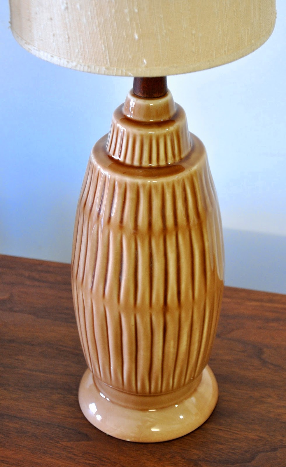 SELECT MODERN: Pair of Ceramic and Wood Table Lamps