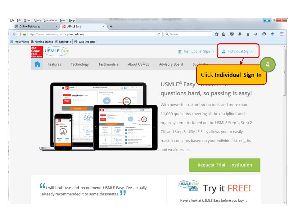 IMU Library Blog: Registering USMLE Q Bank database account