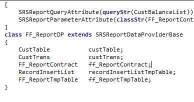 Microsoft Dynamics Ax: RDP, Contract, UI Builder and Controller classes for SSRS report Development