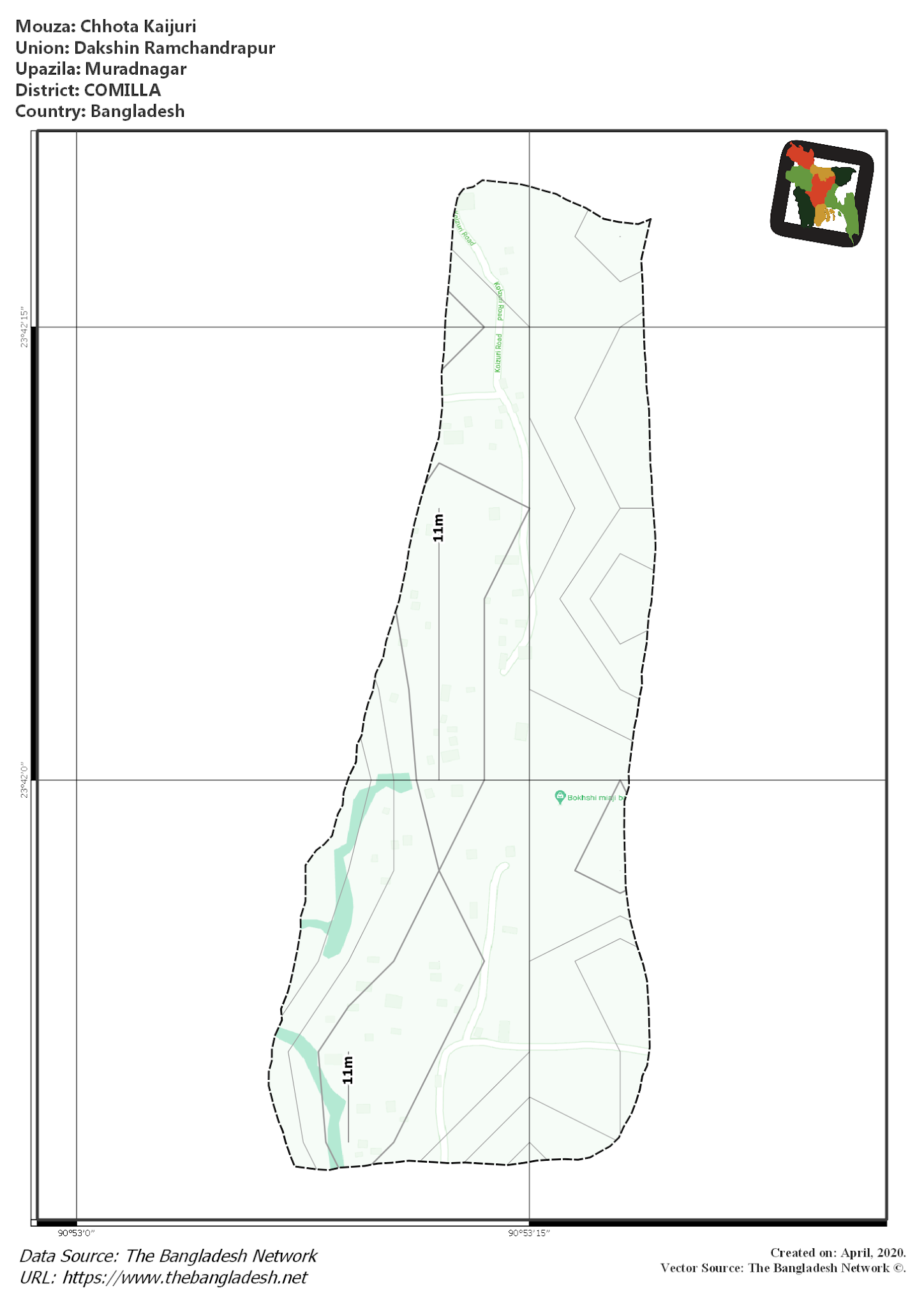 Map of Chhota Kaijuri Mouza, Muradnagar, Comilla