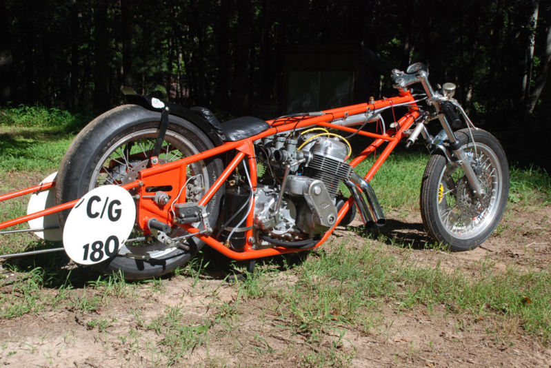 Cling on for dear life !!!: CB750 Chapman Drag Bike